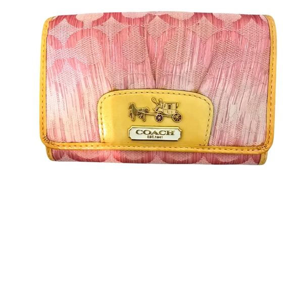 Coach | Bags | Coach Pink Ombre Signature Op Art Canvas And Leather ...